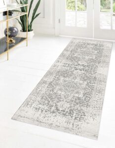 microdry - runner rug! low-profile design for a sleek, bulk-free look. machine washable, stain-resistant, skid-resistant backing, ideal for bedroom hallway, kitchen, or entryway, 2x7, tara (grey)