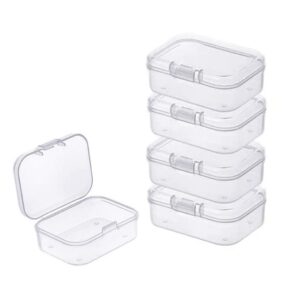 ohaolyle 12 pack mini beads plastic storage container box case with flip-up lid small clear square box for collecting small items jewelry crafts game pieces(2.2 * 2.2 * 0.8in)