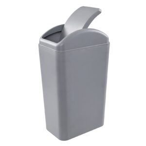 vababa 1 pack 3 gallon plastic swing top trash can, gray slim garbage bin, f