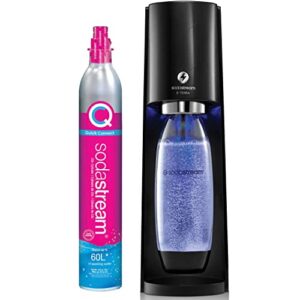 sodastream e-terra sparkling water maker (black) with co2 and carbonating bottle