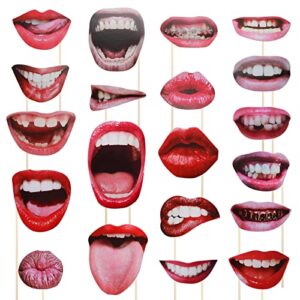 20pcs party photo booth props,fun lips mouth photobooth props handheld party selfie photo props for kids women, birthday weddings graduation party supplies photo prop