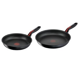 lagostina linea rossa bis non-stick frying pans Ø 24 and 28 cm diameter, gas induction and oven, scratch-resistant, thermosignal cooking indicator, stainless steel and aluminium base, non-slip handle