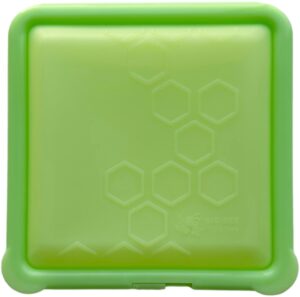 big bee, little bee - softshell reusable silicone food storage container with lid, easy to clean, lays flat, snaps closed, microwave, freezer & dishwasher safe, as seen on shark tank (lime)