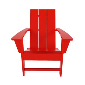 westintrends ashore hdpe outdoor patio poly folding adirondack chair, red