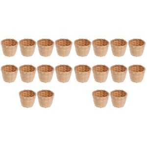 doitool 20pcs mini woven baskets for treats and decor, mini woven baskets without handles for party favors crafts decor (7.5x7.5x6cm) khaki