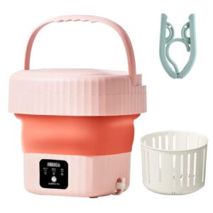 portable washing machine, mini foldable washer and spin dryer small foldable bucket washer, suitable for apartment dorm,travelling，best gift choice (pink-2)