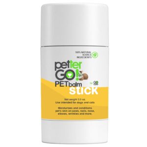 go care pettergo | pet balm - stick 2oz | dog paw balm - soother balm for dogs and cats - pet lotion for itchy skin - pet care moisturizer - snout soother for dogs - lick safe skin