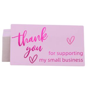 fiercy pink thank you cards small business, 2 * 3.5 inch small business thank you cards, 120 thank you for supporting my small business cards, thank you for your order cards