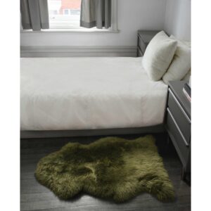 overstock new zealand natural sheepskin rug - 2x3 green sheepskin