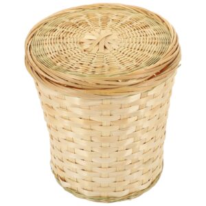 callaron wicker trash can with lid rattan trash can wastebasket garbage container bin egg basket plant pots for bedroom living room bathroom basket for dry and organic waste