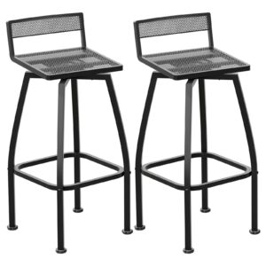 mingyall 27" height low back swivel bar stools set 2, outdoor patio wrought iron chair, outside metal bar chair, height barstool for bistro lawn, garden, backyard, indoor, load 330lbs