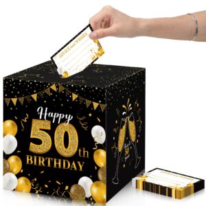 50th birthday party message card box cheers to 50 years advice and wishes card box for adults 50th birthday decorations greeting card party supplies 50th anniversary decor tables sign decor