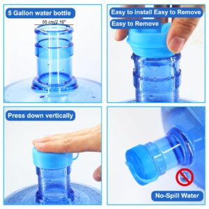 Myvision Secure Cap for Water Dispenser 3-5 Gallon Water Jug Cap Reusable, Silicone Replacement Cap, Non Spill Bottle Caps for 2.16in/55mm Bottle Water Dispenser Caps (4)