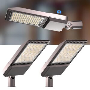 320w led parking lot lighting 44800lm 5000k led pole lights outdoor with slipfitter mount, dusk to dawn led street light for commerical parking lot-2pack