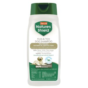 hartz nature’s shield flea & tick dog shampoo maximized botanical protection & prevention with cinnamon, citronella & rosemary oils, 14 ounces