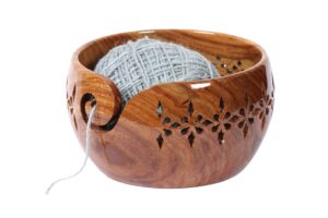 yarn bowls with holes crochet bowl holder handmade yarn storage bowl for diy knitting crocheting accessories yarn bowl holder, wooden knitting bowl by sunrise wood store