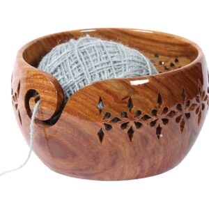 Yarn Bowls with Holes Crochet Bowl Holder Handmade Yarn Storage Bowl for DIY Knitting Crocheting Accessories Yarn Bowl Holder, Wooden Knitting Bowl by Sunrise Wood Store