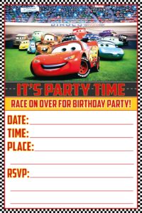 30x cars birthday invitations and envelopes – fill-in happy birthday party invitations for kids, 6x4 inches, postcard style