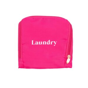 miamica foldable travel laundry bag, 21'' x 22'', fuchsia & white – lightweight, durable design with drawstring closure