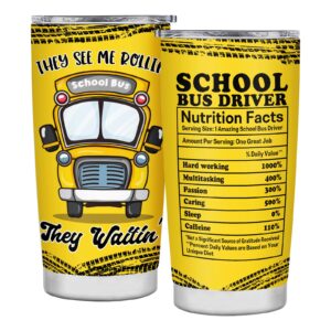 bus driver appreciation gifts for men women school bus driver gifts back to school gifts for kids gifts for retired bus driver school bus driver tumbler mug insulated cup stainless steel with lid 20oz