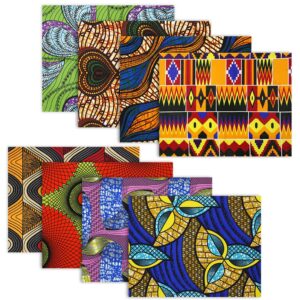 african fabric,8 pcs african ankara print fat quarters fabric bundles,20 x 16 inches/50 x 40 cm cotton polyester quilting fabric material scraps for sewing clothes crafting projects patch work