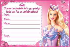 set of 40 fashion doll girl pink-themed happy birthday invitation cards & envelopes - lightweight (240g), postcard style invites for the perfect party pack