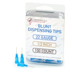 dispense all - 22 gauge 1/2 inch blunt tipped dispensing needle, luer lock, 100 count