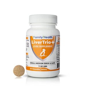 livertrio+ comprehensive liver support supplement for smaller dogs. flavorful chewable tablets combining same, spc, silybin a+b, + glutathione 30ct (small - medium)