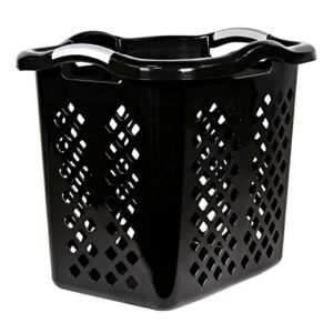 egen home logic 2 bushel lamper plastic laundry basket with silver handles, black