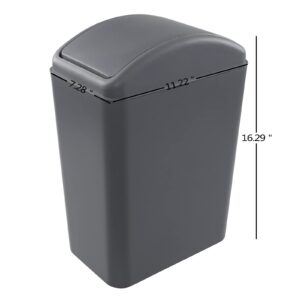 Begale 1-Pack 4.5 Gallon Plastic Swing Lid Kitchen Garbage Bin, Swing Top Trash Can, Grey