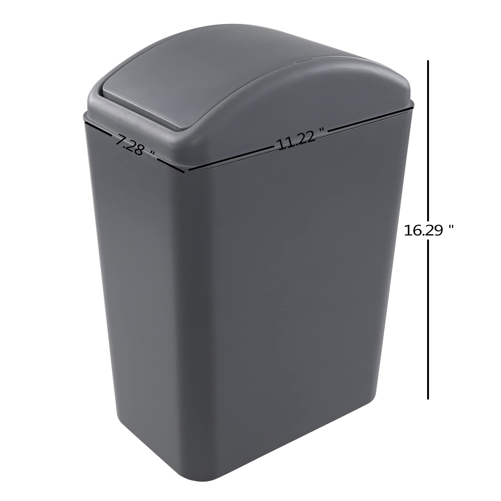 Begale 1-Pack 4.5 Gallon Plastic Swing Lid Kitchen Garbage Bin, Swing Top Trash Can, Grey