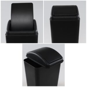 AnnkkyUS 16 Liter Plastic Garbage Can, Waste Bin with Swing Lid (Black)