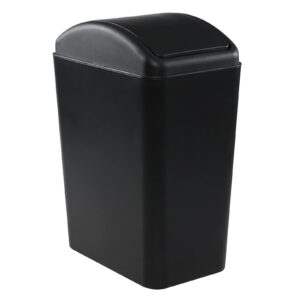 annkkyus 16 liter plastic garbage can, waste bin with swing lid (black)