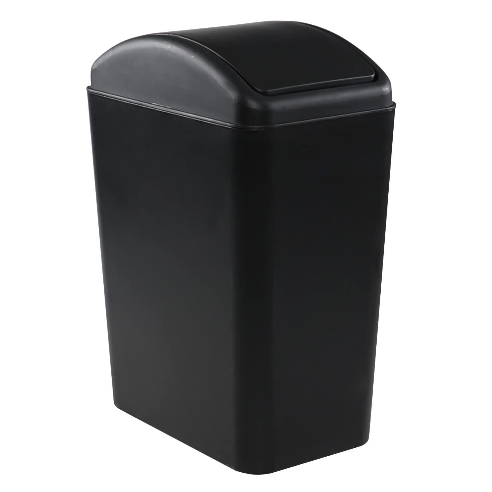 AnnkkyUS 16 Liter Plastic Garbage Can, Waste Bin with Swing Lid (Black)