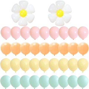 pink，yellow, green, orange balloons garland 12inch 10inch 5inch pastel balloons with daisy foil balloons for sunflower daisy birthday wedding bridal shower baby shower bachelorette party