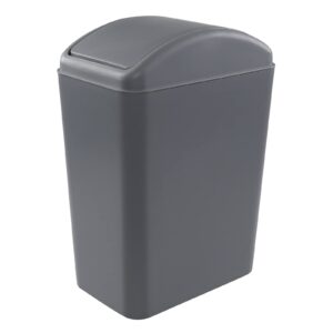 begale 1-pack 4.5 gallon plastic swing lid kitchen garbage bin, swing top trash can, grey