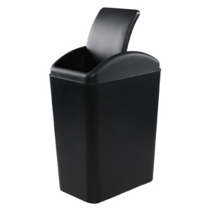 AnnkkyUS 16 Liter Plastic Garbage Can, Waste Bin with Swing Lid (Black)