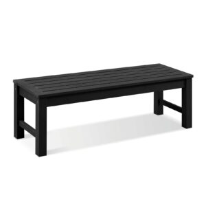 psilvam knight bench, two person outdoor poly lumber patio backless bench, weatherproof garden bench that never rot and fade, suit for garden, porch and park (black)