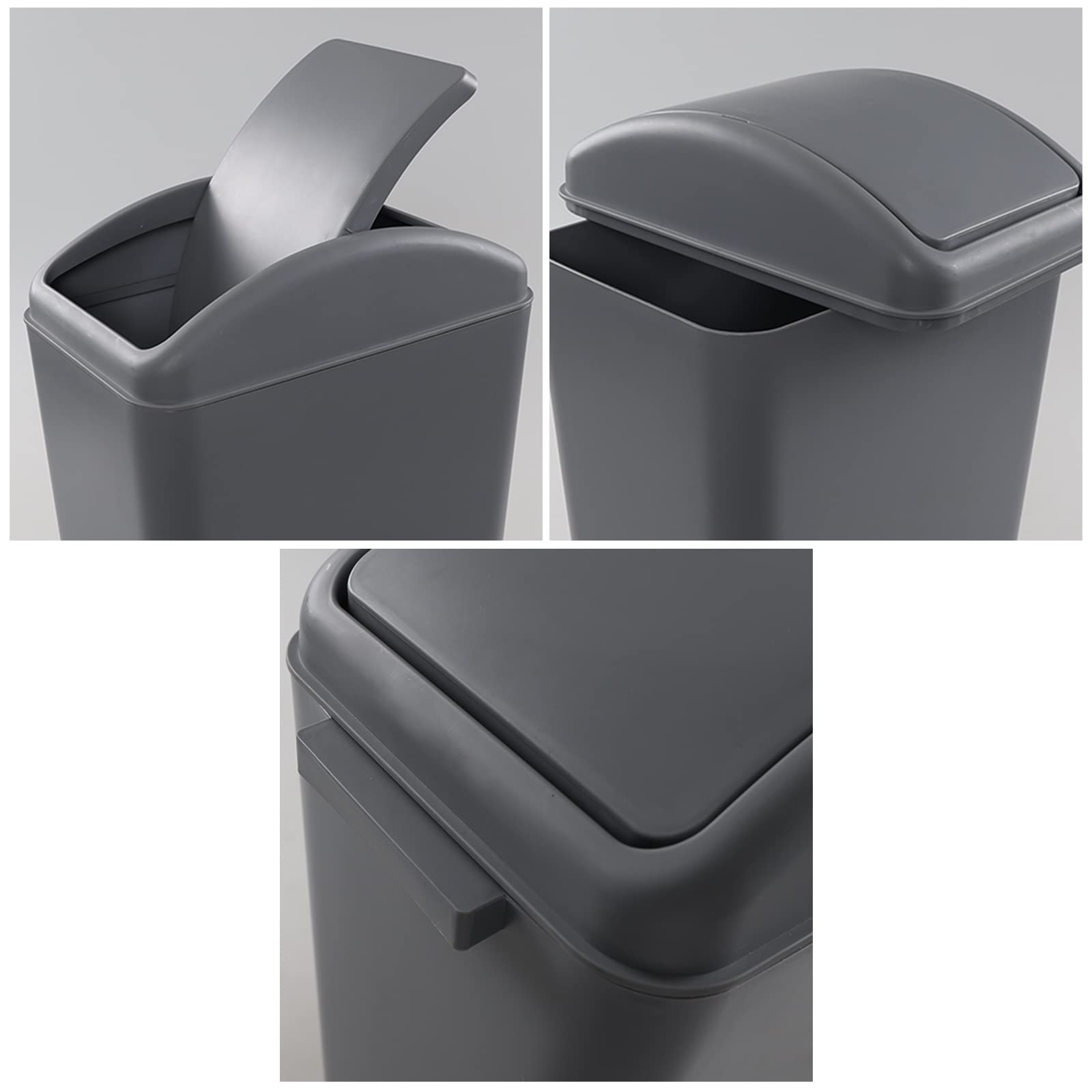 Begale 1-Pack 4.5 Gallon Plastic Swing Lid Kitchen Garbage Bin, Swing Top Trash Can, Grey