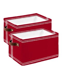 storage basket solid red color large foldable storage bins with handles red waterproof fabric laundry baskets for organizing shelves closet toy gifts bedroom home decor