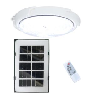 ifcow solar indoor lights for home, solar shed lights, solar powered ceiling light 300w indoor light with remote and timer for barn shed garage