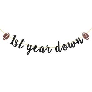 helewilk 1st year down banner, football bunting decor for boys girls 1st birthday baby shower party decoration, sports theme happy 1st birthday party garland hanging sign