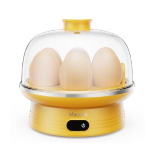 rapid egg cooker, 7 egg capacity rapid egg cooker for hard boild eggs, medium, soft, poached, steamed eggs, electric egg boiler with auto shut off, alarm, lemon yellow