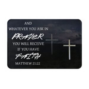 vivacite prayer mat christian gifts for women men faith religious spiritual gifts for women prayer rug with bible verse christian decor area rug for pray scripture matthew 21:22, 24"x16"