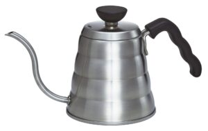 hario v60 "buono" drip kettle stovetop gooseneck coffee kettle 700ml, stainless steel, silver