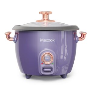 macook rice cooker small with food steamer, rice cooker 4 cups uncooked (8 cups cooked), 2.0l portable non-stick small travel rice cooker, two cooking mode setting, slow cook mode