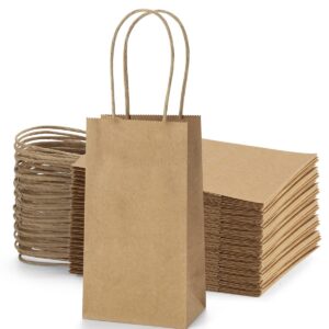 bagdream 100 pack 3.5x2.4x6.7 inches mini gift bags party favor bags small brown gift bags with handles bulk kraft paper bags recyclable paper sacks