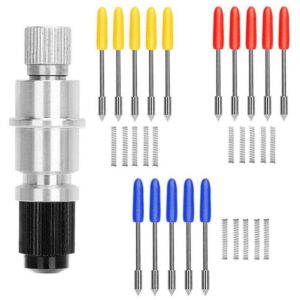 eovuasclk 30 pcs 30/45/60 degree blade vinyl cutter plotter cutting blades for cb09 cb09u graphtec with blade holder base, yellow&red&blue