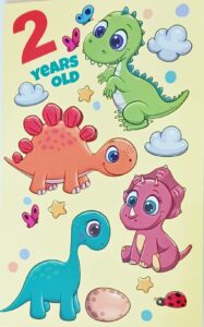 greeting card being two is going to be so much fun for you - happy 2nd birthday with dinosaurs