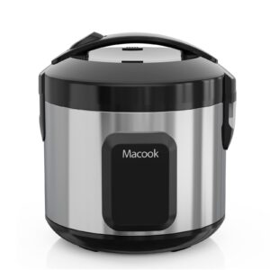 small rice cooker and food steamer, 3-4 cups uncooked(6-8 cups cooked) mini rice maker, removable non-stick pot suitable for cooking, soups, stewing, steaming, automatic keep warm function